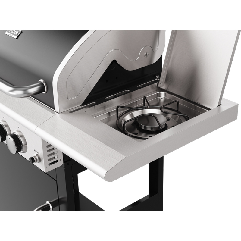 BBQ a Gas 3 Quemadores + 1 Auxiliar Negro Teka | Almacenes Boyacá