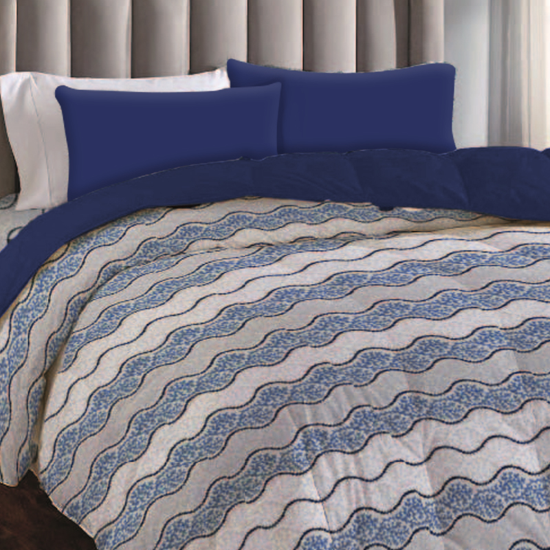 Edredón Cotton Touch 90gr Queen Azul Blanco | Almacenes Boyacá