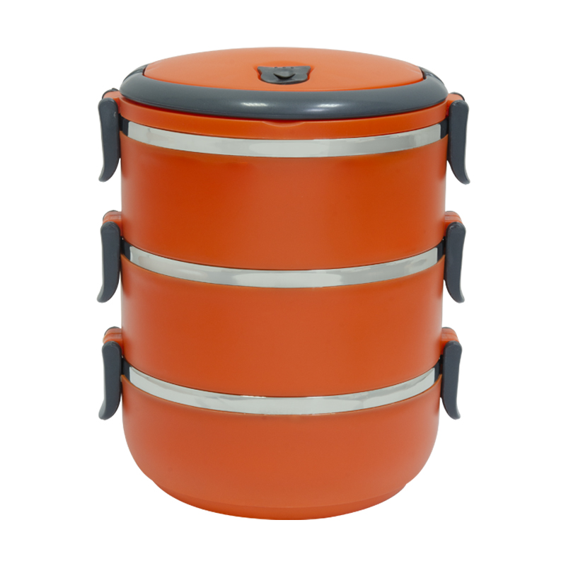 Vianda Triple para Comida Acero 2.1L Naranja | Almacenes Boyacá